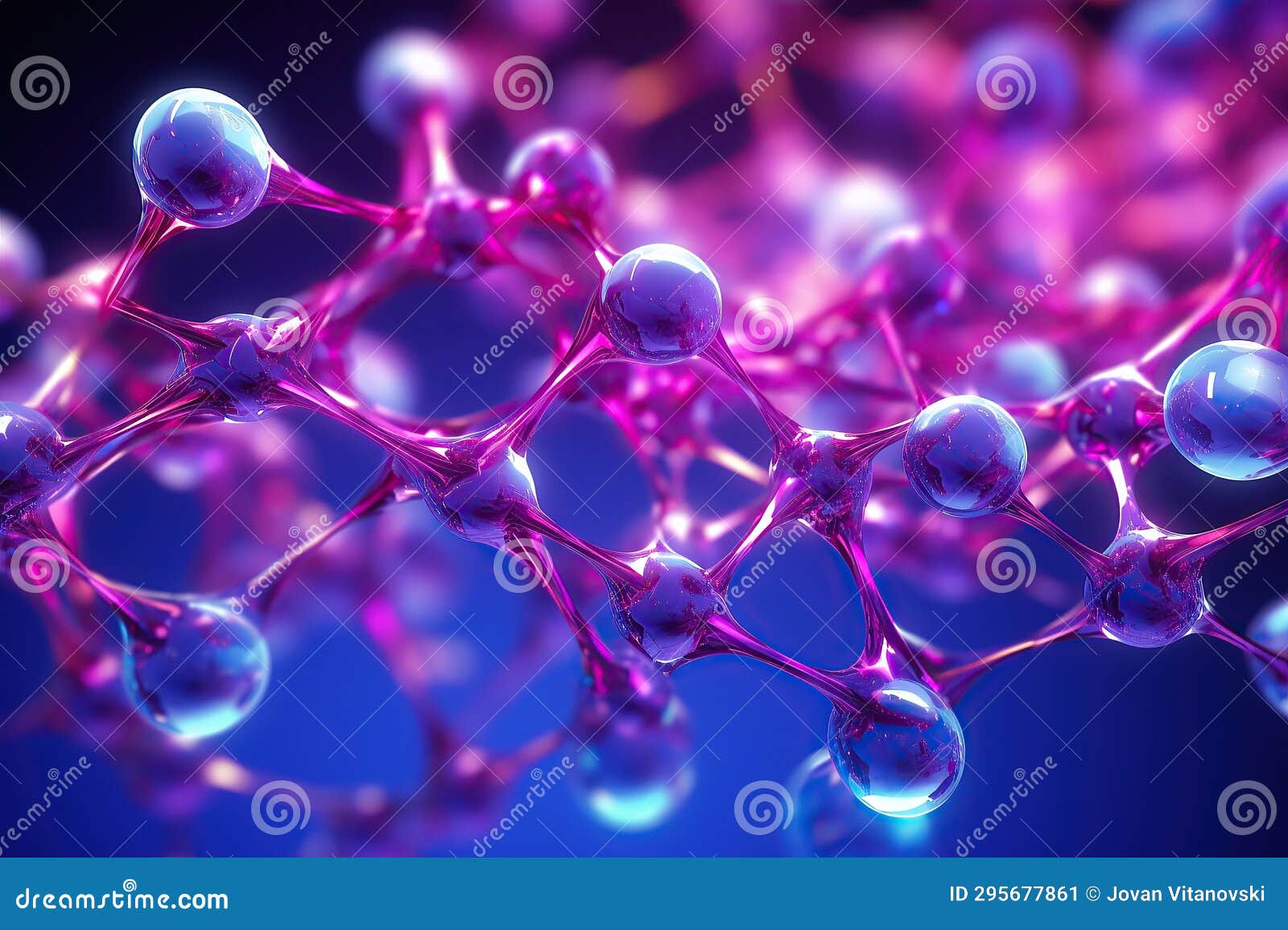 Complex Molecule 3D Illustration. Abstract Molecular Lattice, Cellular ...