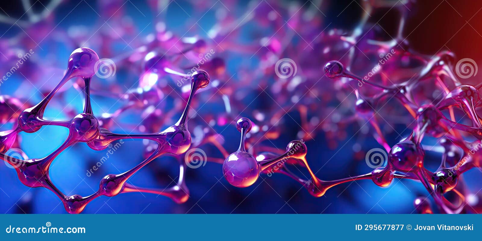 Complex Molecule 3D Illustration. Abstract Molecular Lattice, Cellular ...