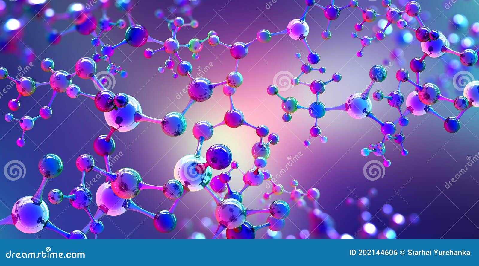 Complex Molecule 3D Illustration. Abstract Molecular Lattice, Cellular ...