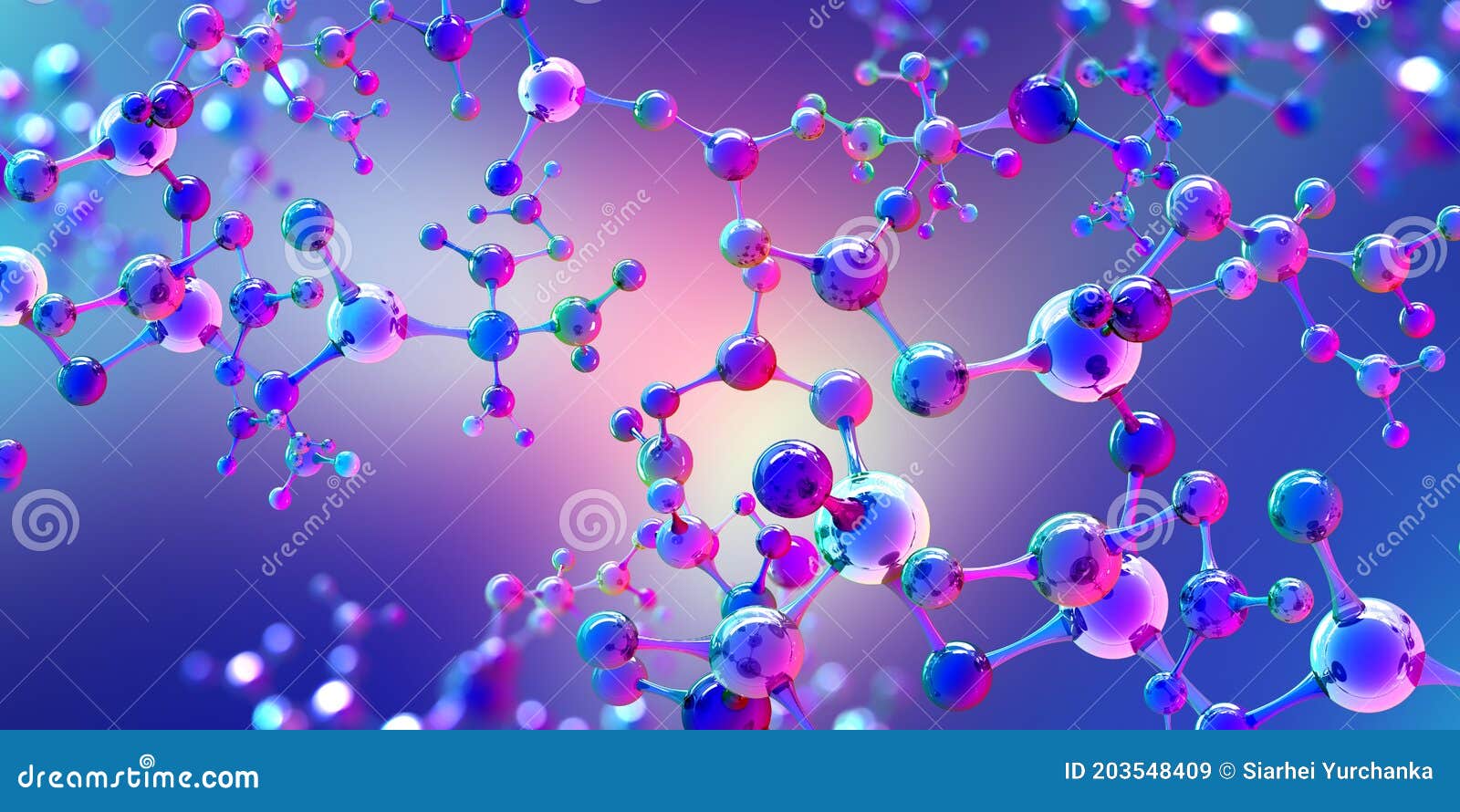 Complex Molecule 3D Illustration. Abstract Molecular Lattice, Cellular ...