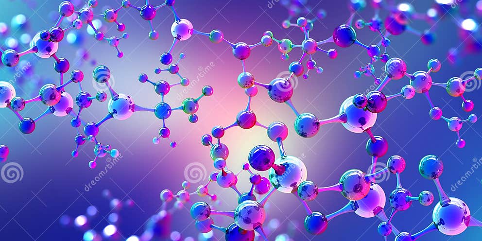 Complex Molecule 3D Illustration. Abstract Molecular Lattice, Cellular ...