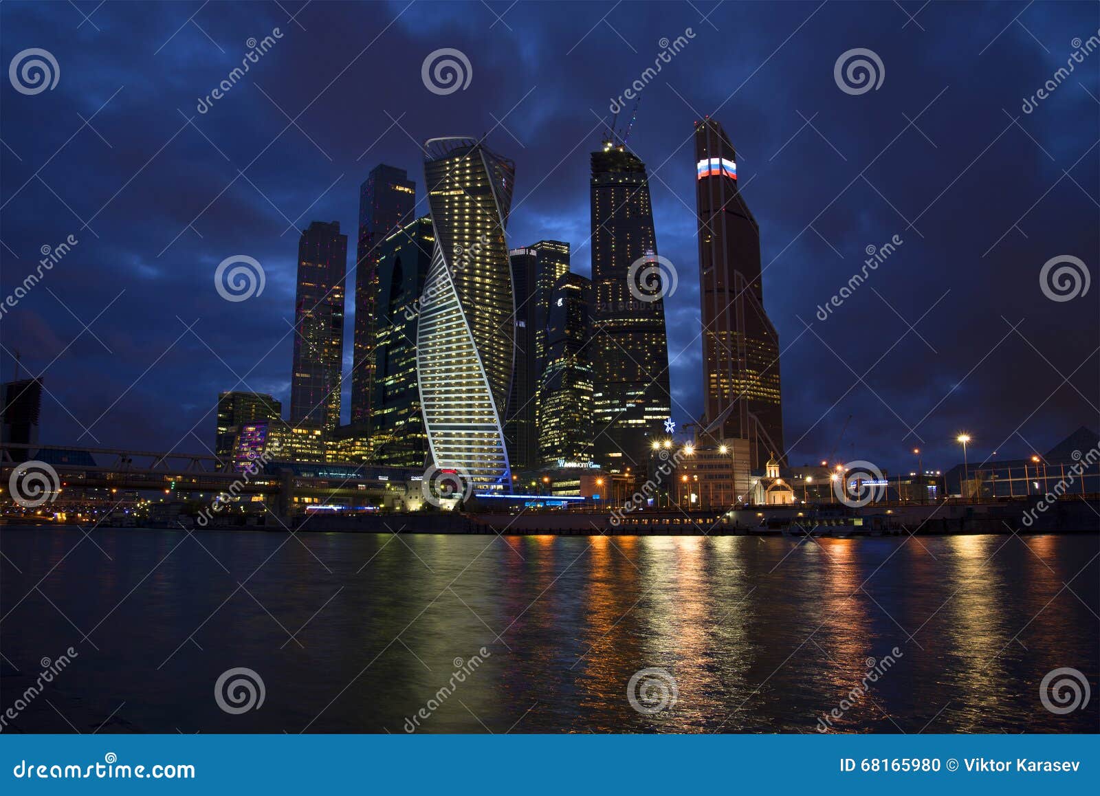 Complex Moscow-city a Dark Night in April Editorial Image - Image of ...