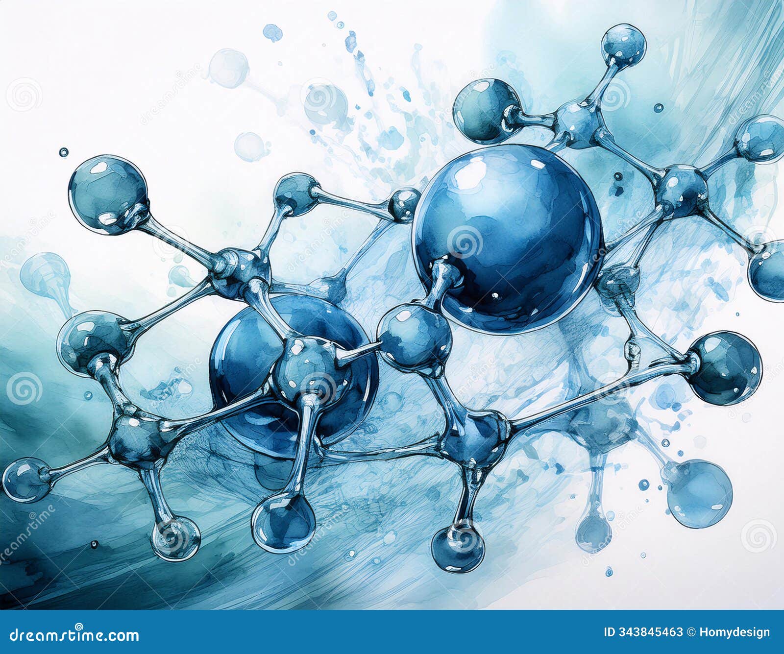 A Complex Network of Atoms, Rendered in a Vibrant Blue, Swirling ...