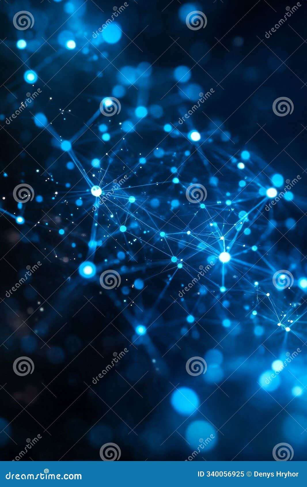 A Complex Network of Blue Nodes and Connections Creates an Abstract ...