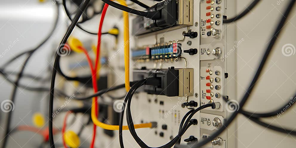 Complex Network of Cables and Electronic Components Stock Illustration - Illustration of systems ...