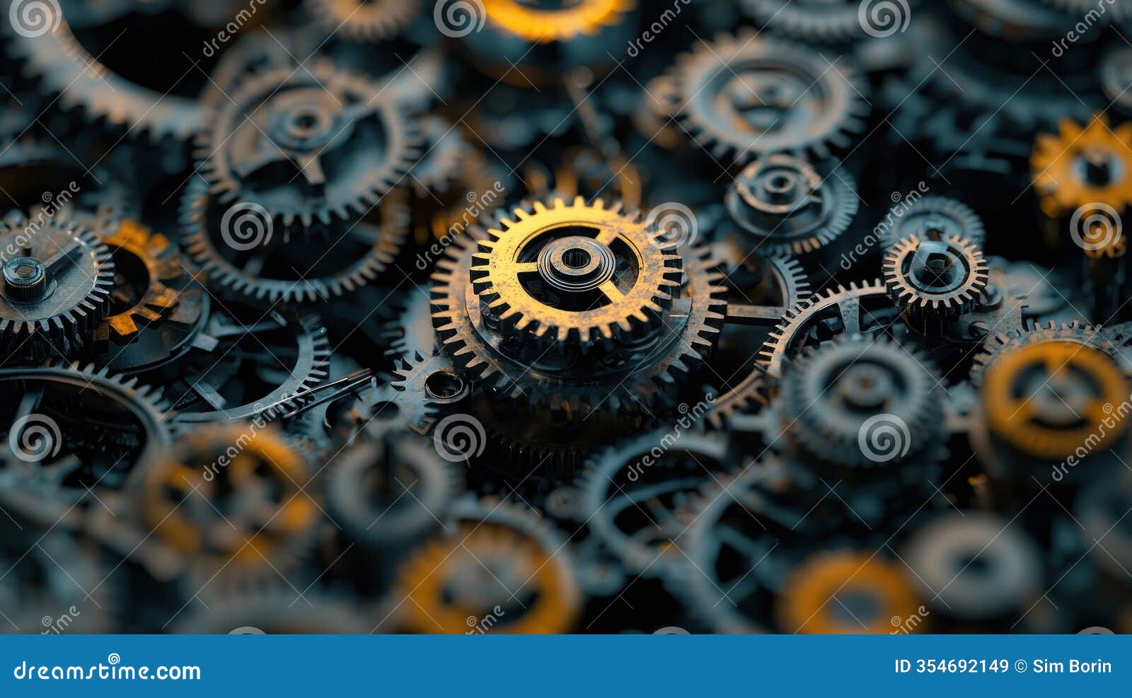 A Complex Network of Gears and Cogs Working Together, Illustrating ...