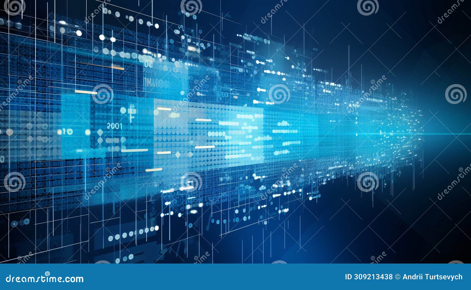 Complex Network of Glowing Paths and Nodes in a Digital Landscape Stock ...