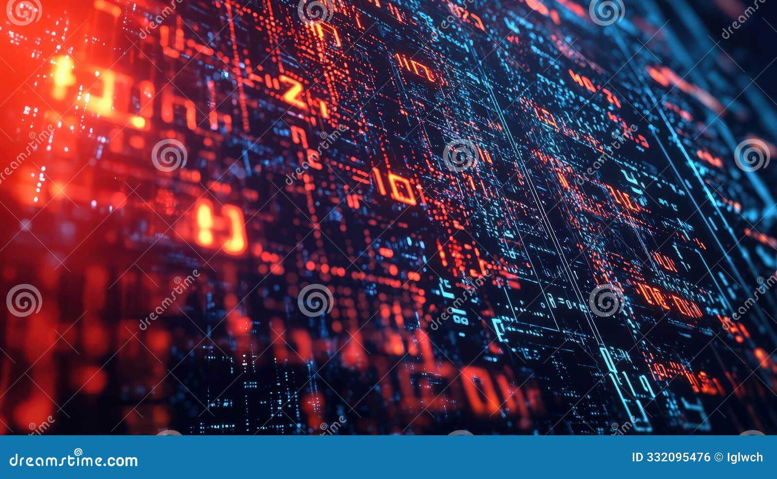 Complex Network of Glowing Red and Blue Circuits Stock Photo - Image of ...