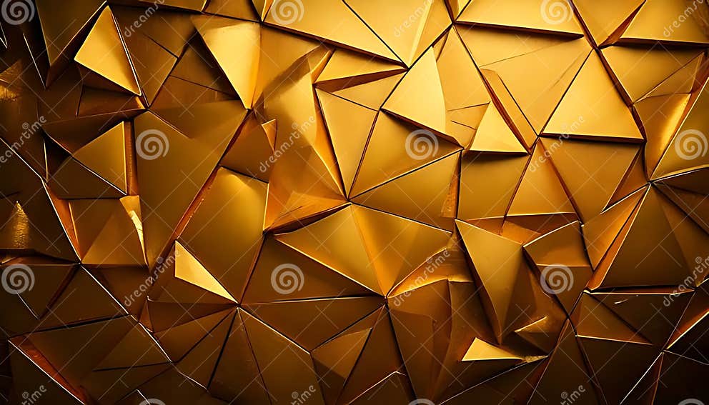 A Complex Network of Gold, Triangular Shapes Creates a Faceted ...