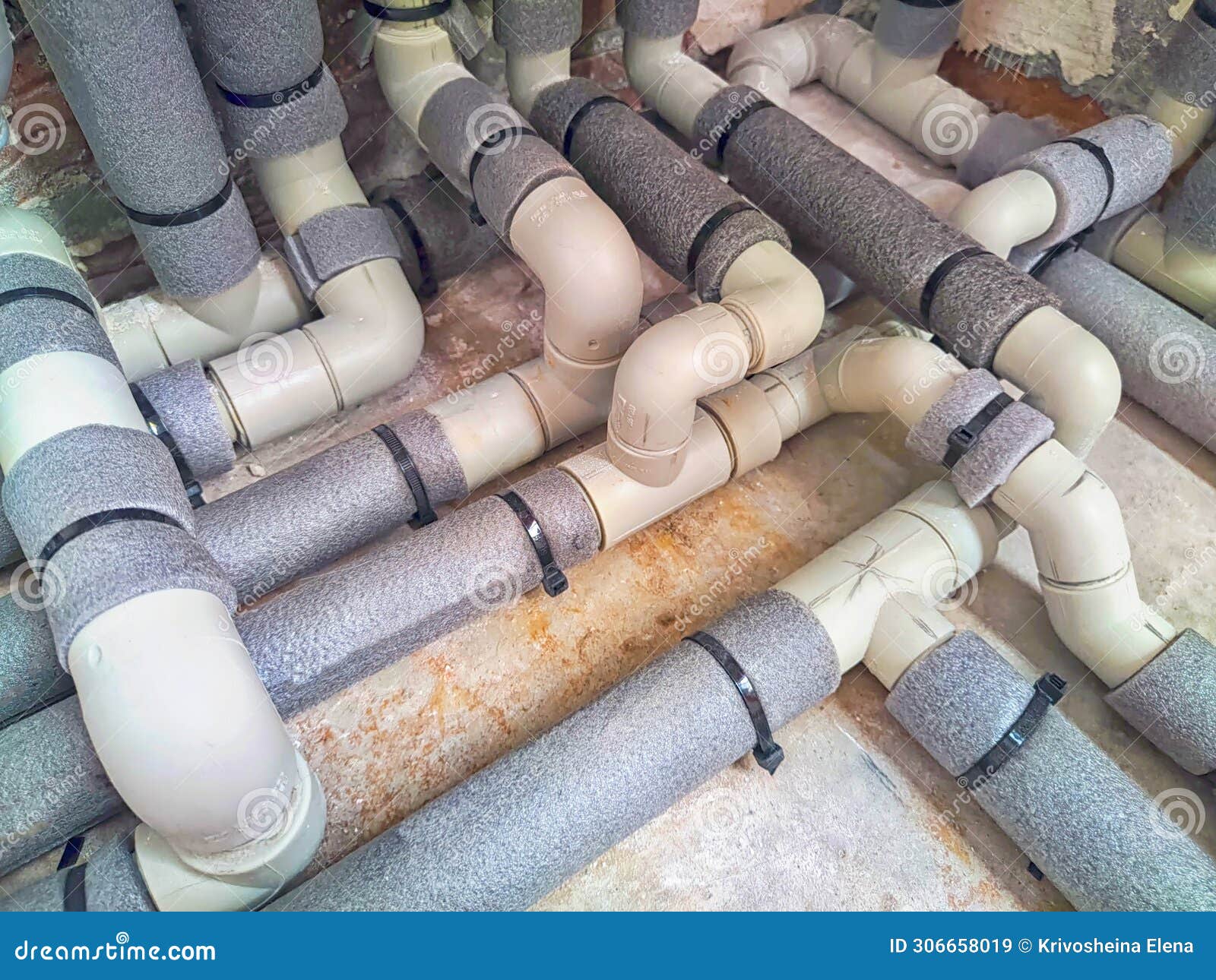 Complex Network of Insulated Pipes in an Industrial Setting. Maze of ...