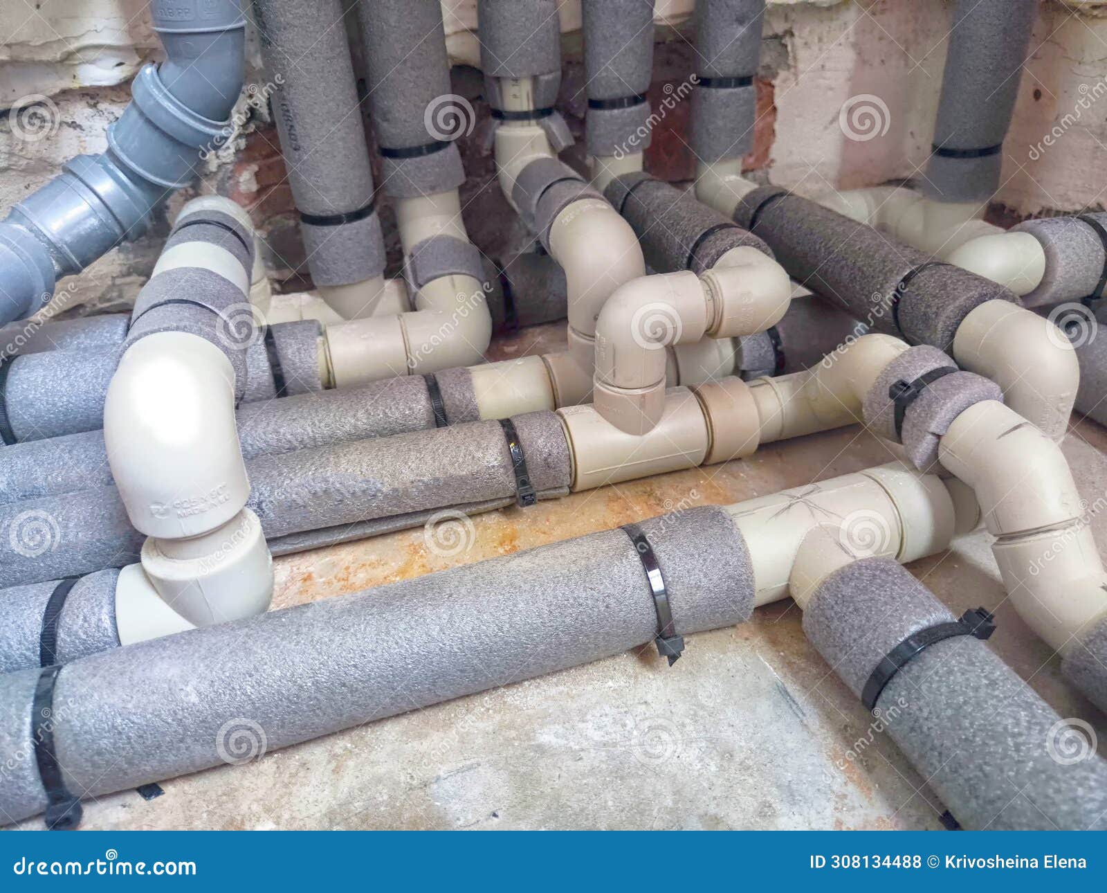 Complex Network of Insulated Pipes in an Industrial Setting. Maze of ...