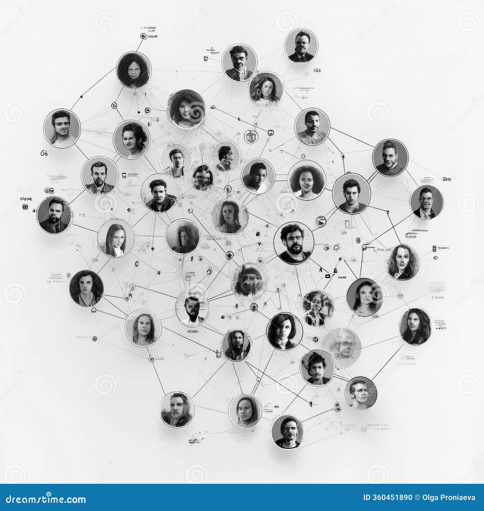 Complex Network of Interconnected People Displaying Social Connections ...