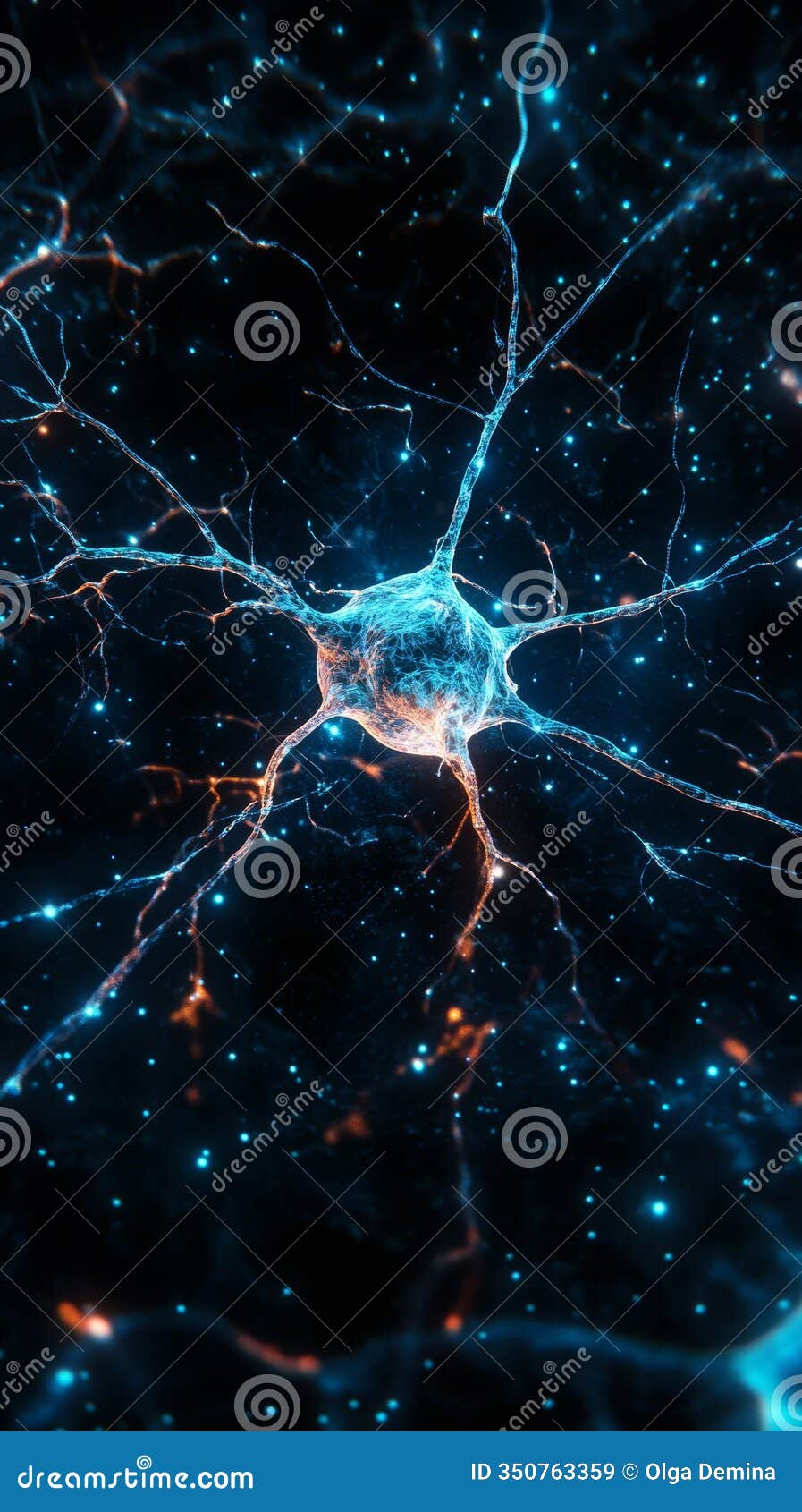 Neuron Transmitting Signals in the Nervous System Stock Image - Image ...