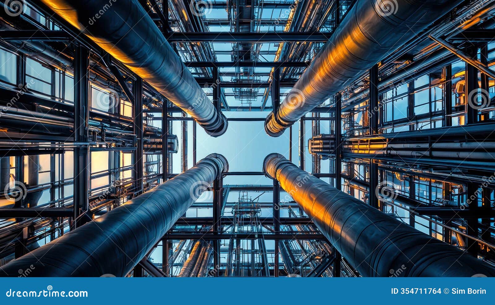 A Complex Network of Pipes and Beams Forming Stock Photo - Image of ...