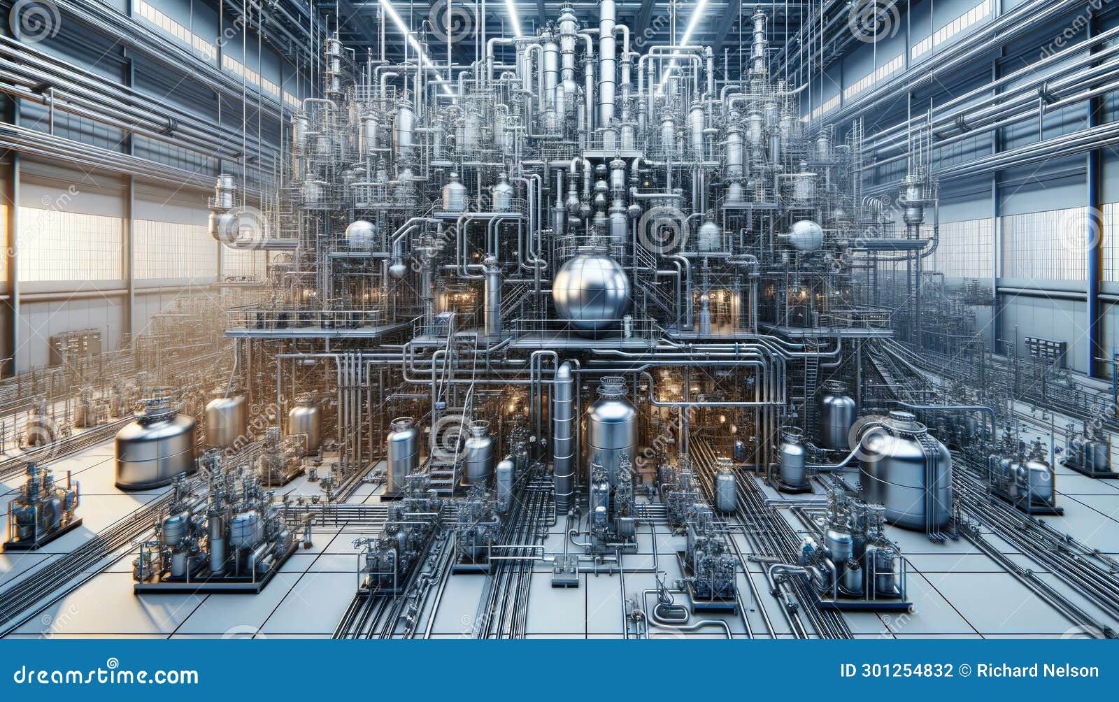 Industrial Chemical Processing Plant Stock Illustration - Illustration ...