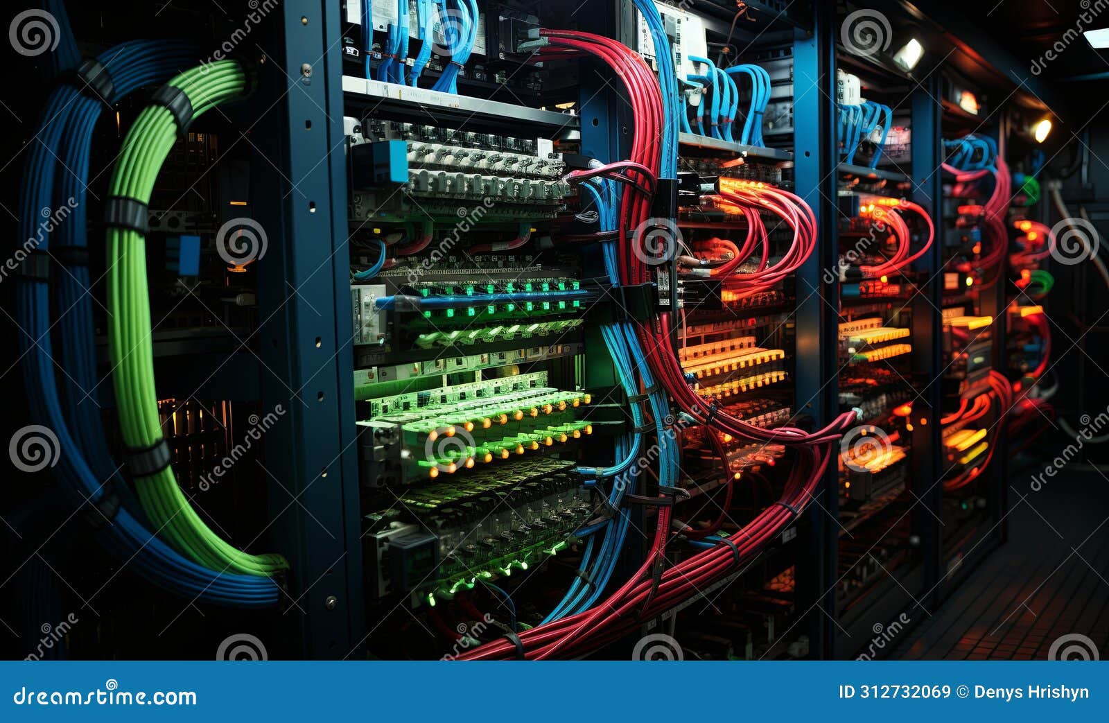 Complex Network Server Setup with Multiple Wires Stock Image - Image of ...