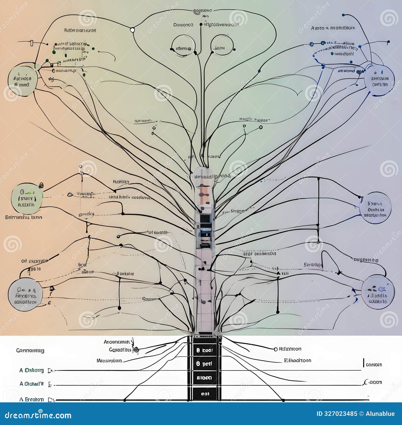 Complex Network System Diagram with Technological Elements Stock Image ...