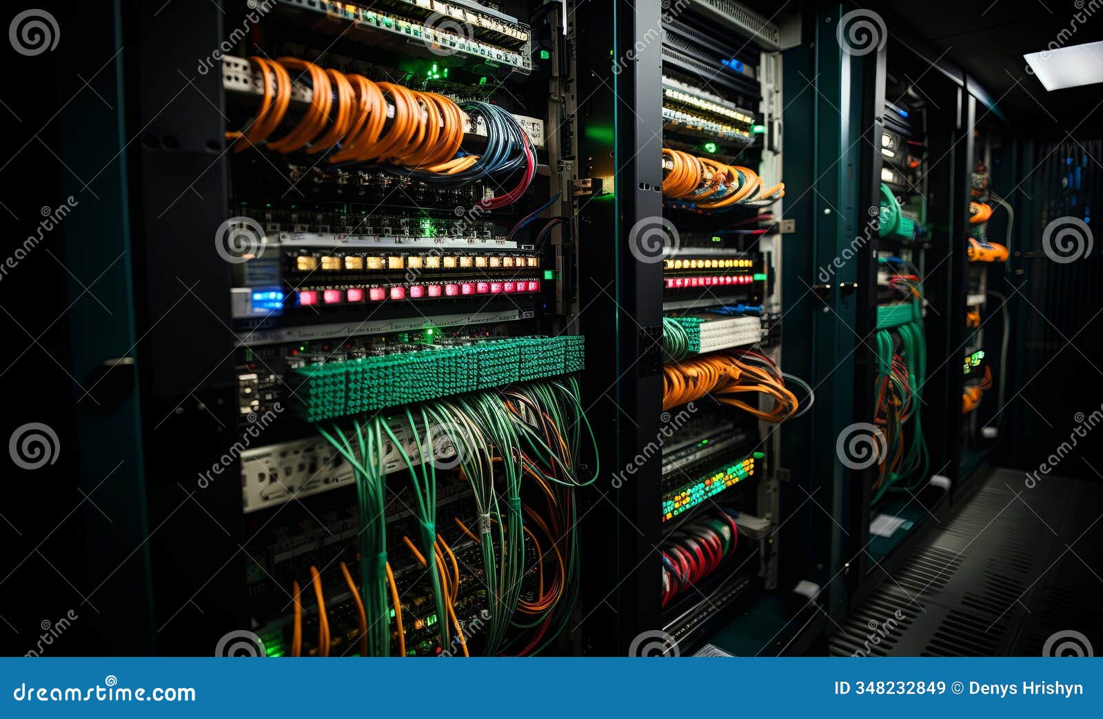 Complex Network of Various Wires in Crowded Server Room Stock Image ...