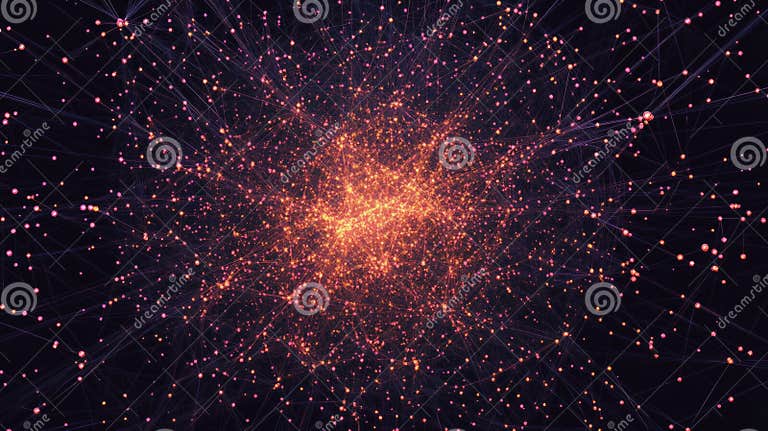 Complex Network Visualization with Glowing Nodes and Interconnected ...