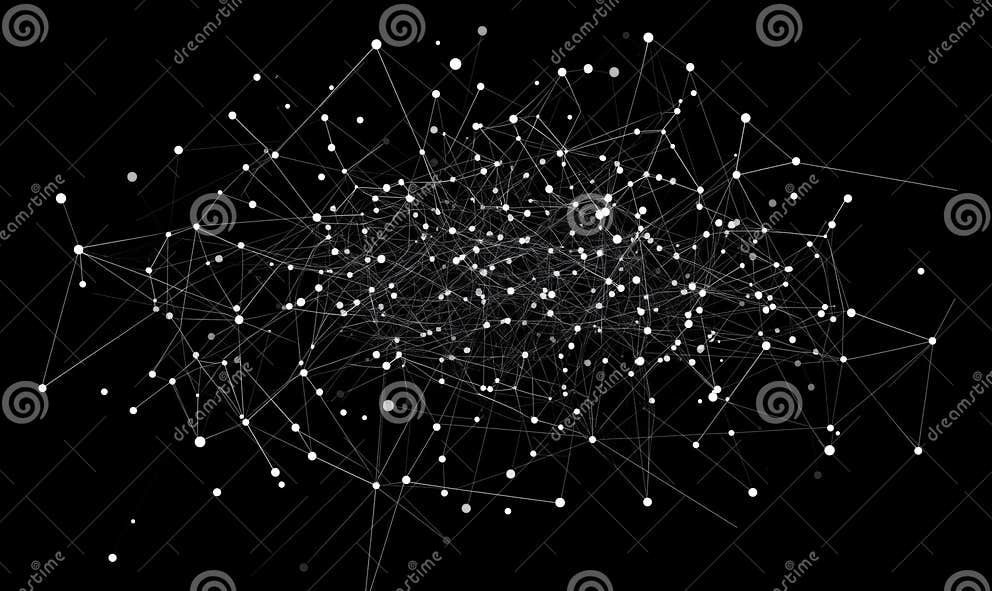 Complex Network Visualization with Interconnected Nodes and Edges Representing Data ...