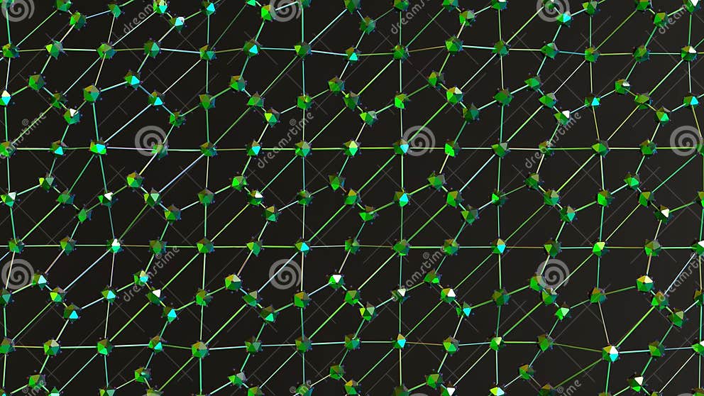 Complex Neural Network Grid with Glowing Green Nodes, Visualizing ...