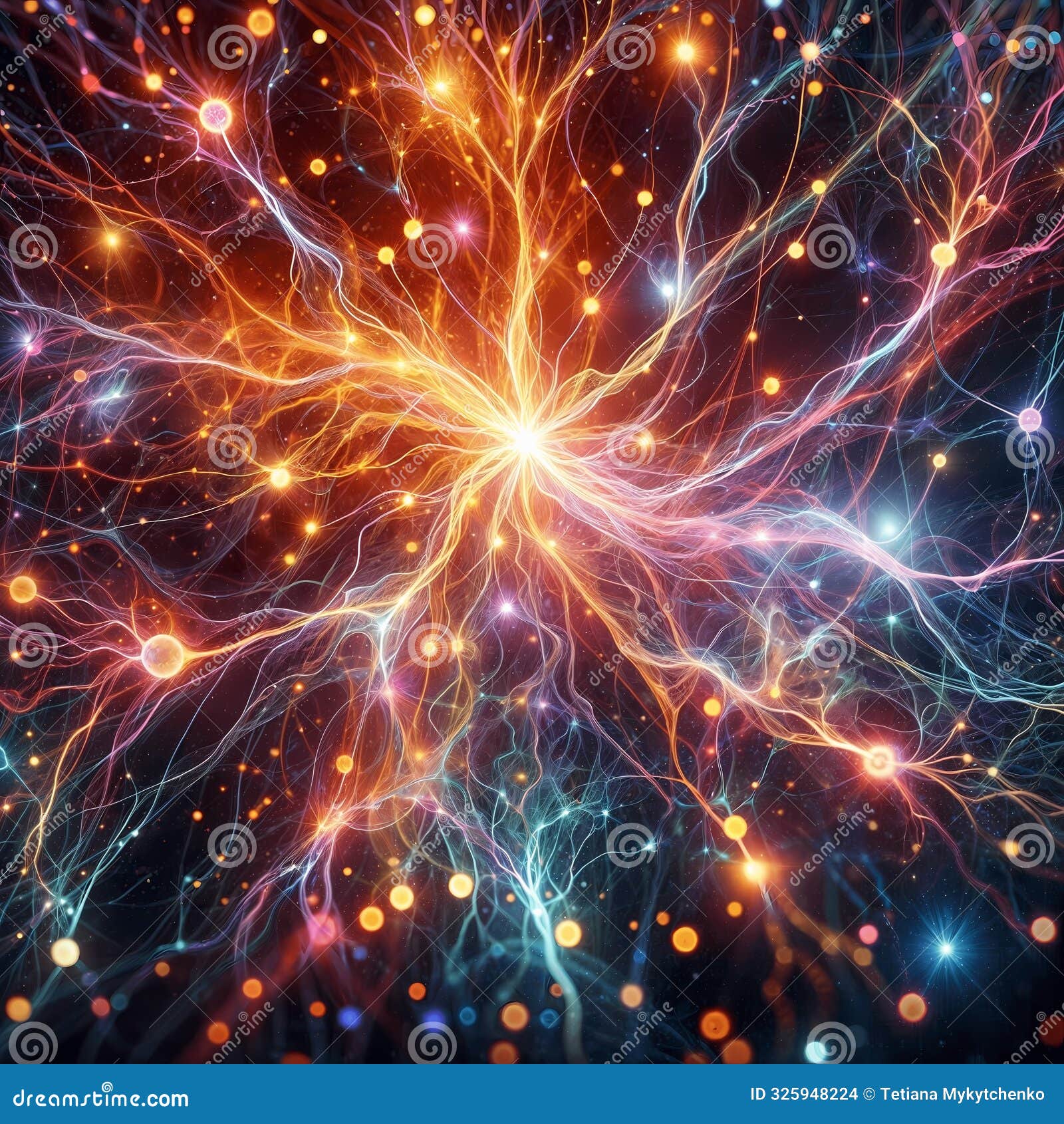 Complex Neural Network. Interaction of Neurons in the Brain Stock ...