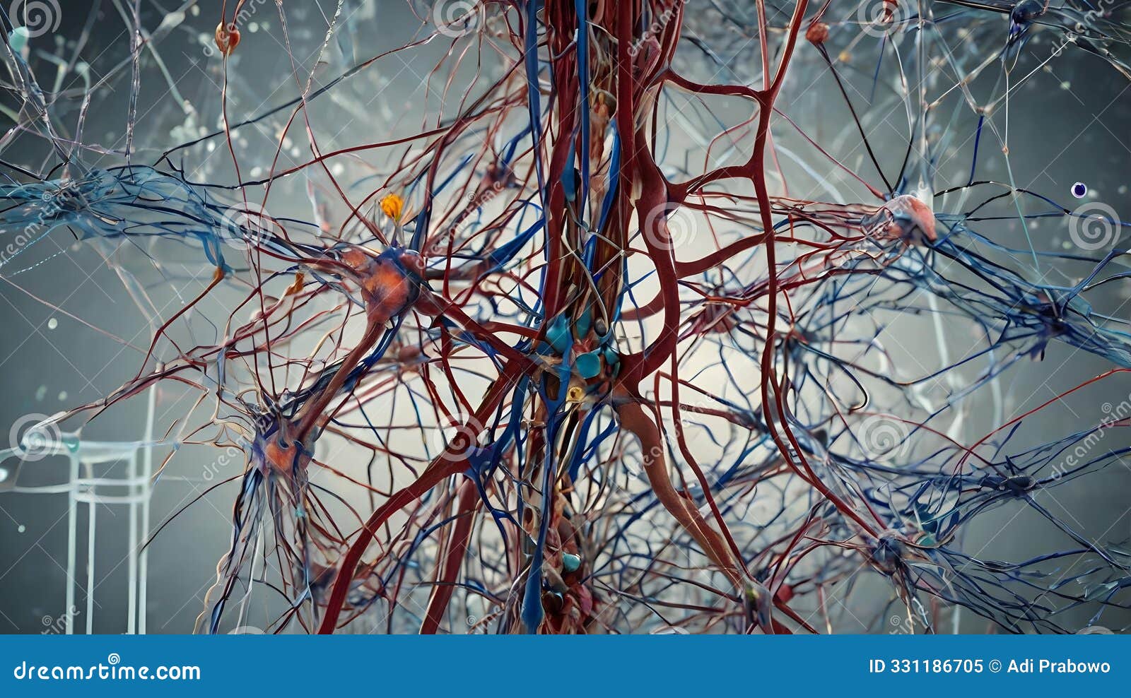 Complex Neural Network Synapse Connections in 3D Stock Illustration ...