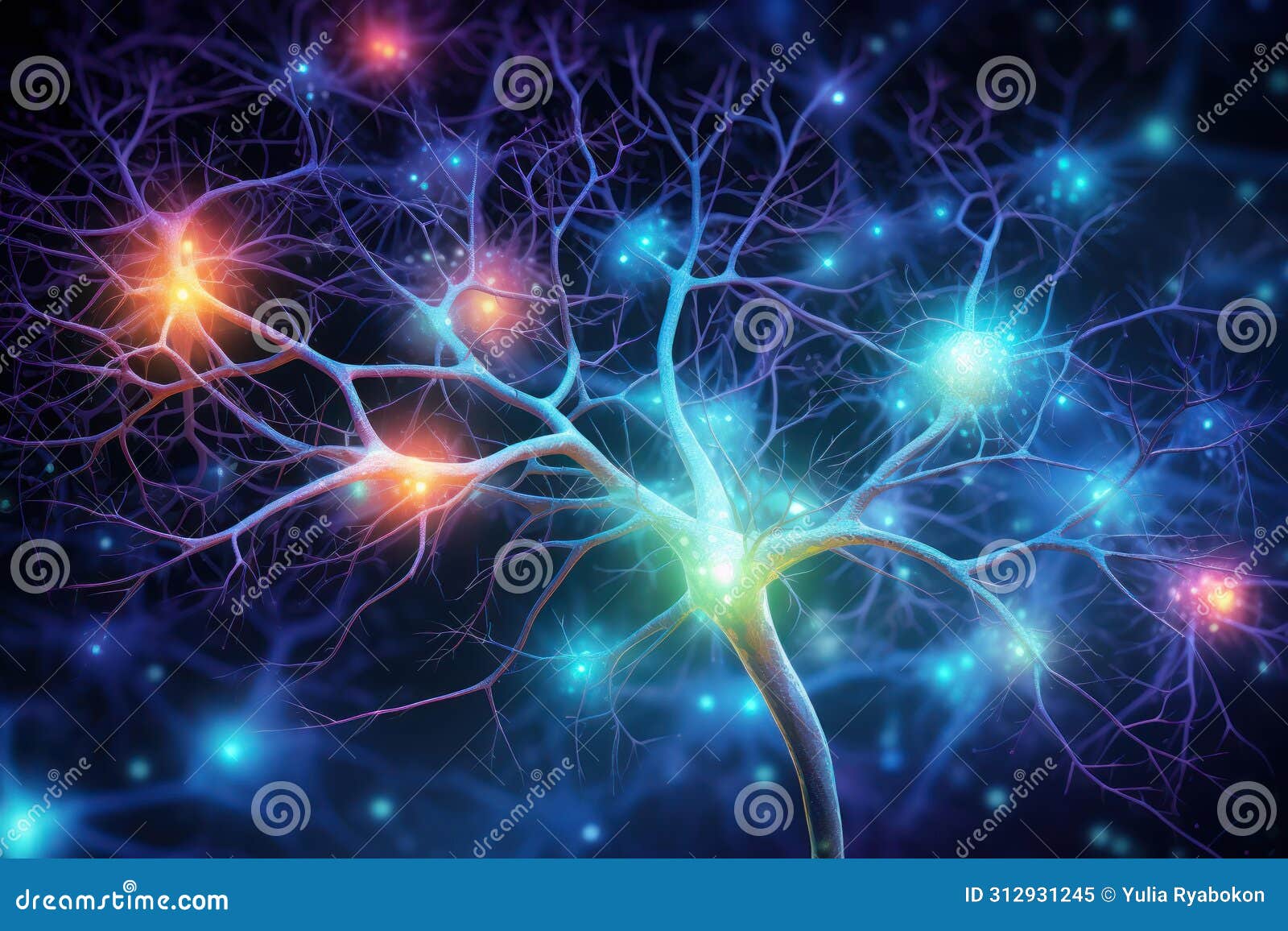 Complex Neurons Brain Glow. Generate Ai Stock Image - Image of mind ...