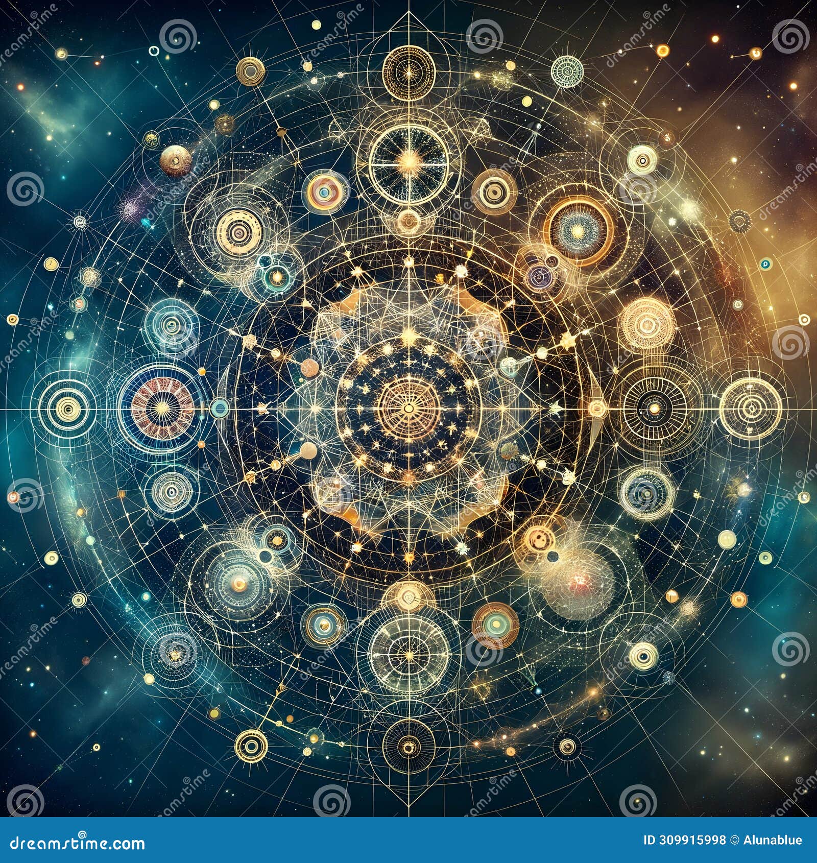 A Complex and Ornate Image of a Star Map, Infused with Elements of ...