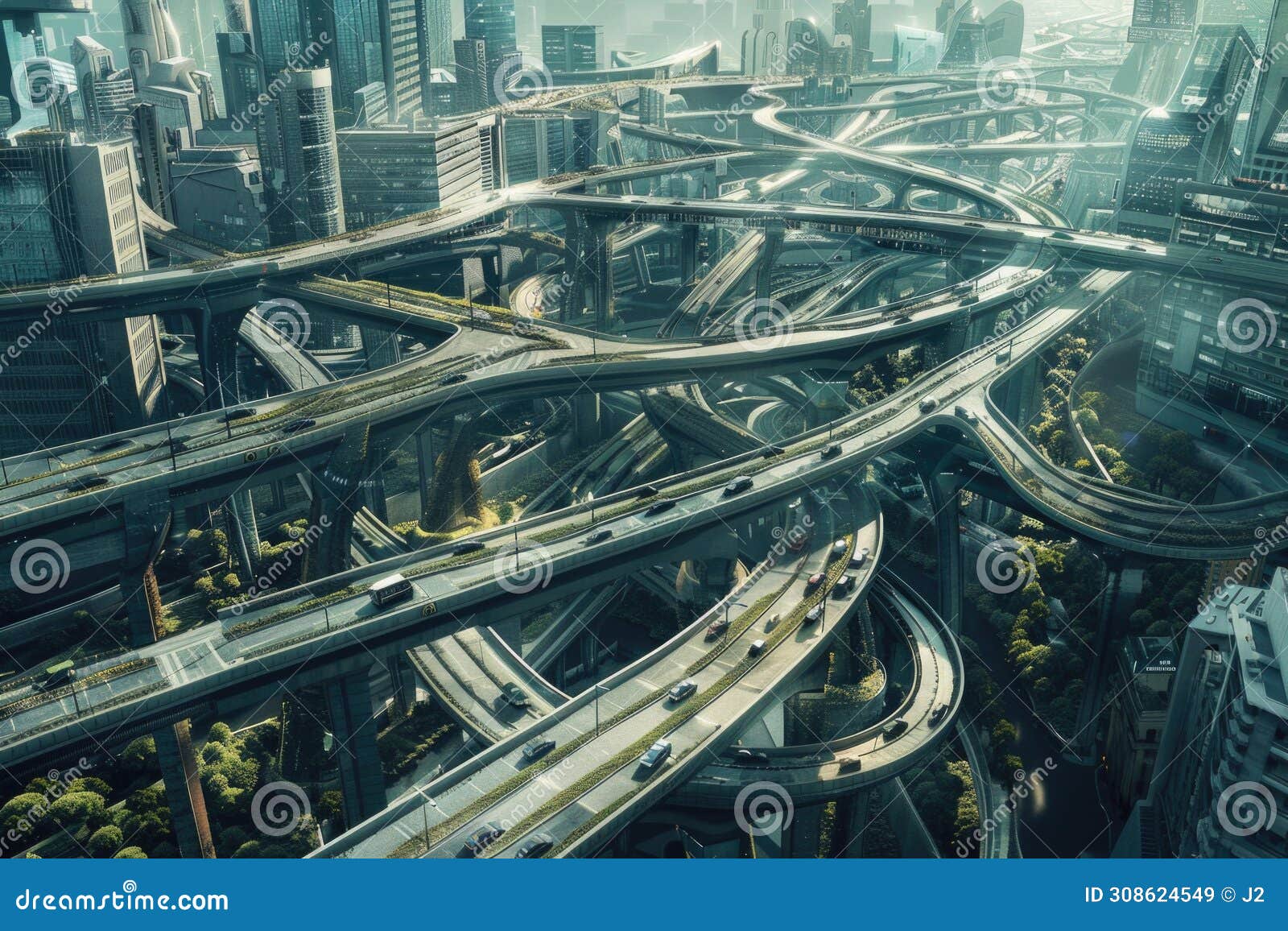 Complex Overpass System with Multiple Levels and Traffic Flow in Urban ...