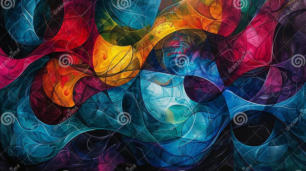 Complex Painting of Tangled Lines and Patterns Symbolizing ...