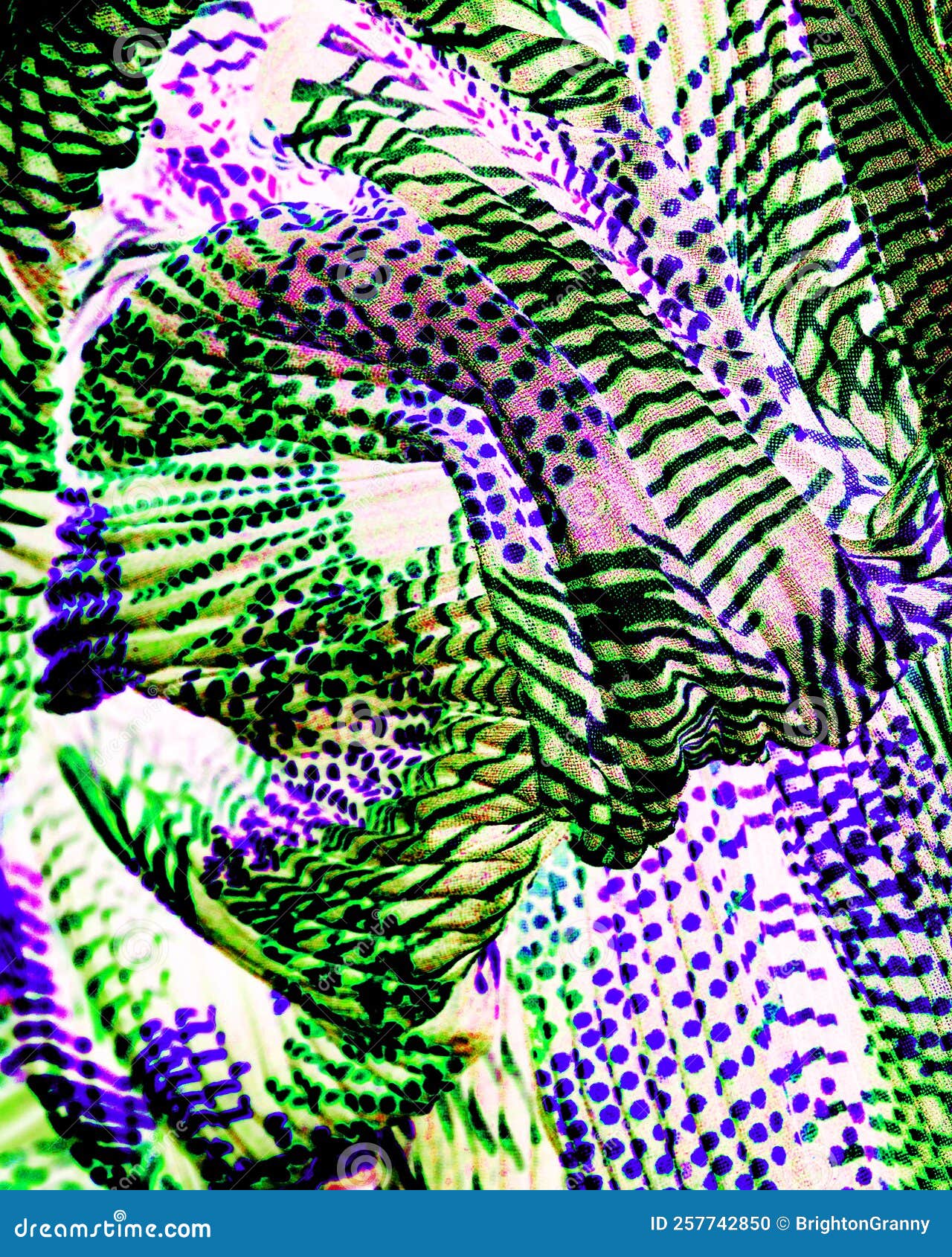 A Complex Pattern Printed on Crinkled and Rumpled Fabric. Stock Photo ...