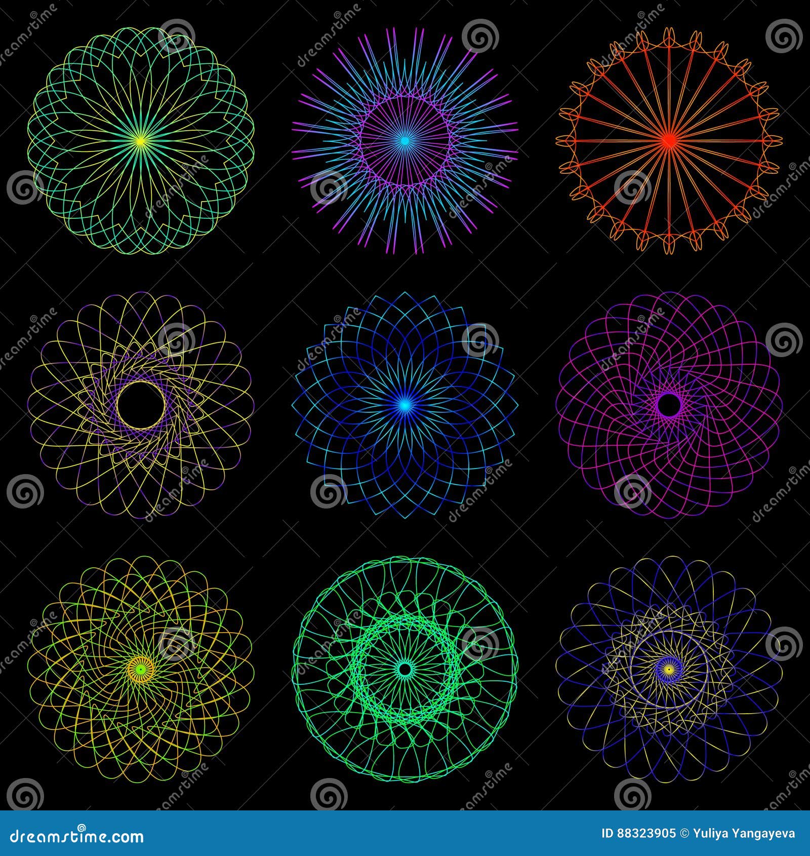 Complex Patterns of the Lines in the Circle. Stock Vector ...