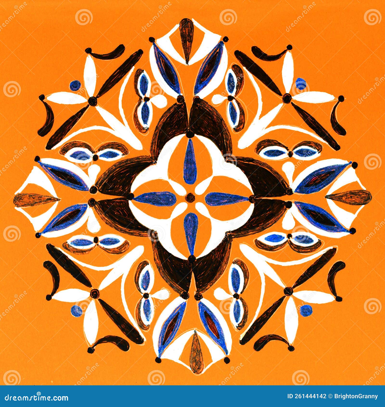 Hand Drawn Elaborate Diamond Shaped Pattern. Stock Illustration ...