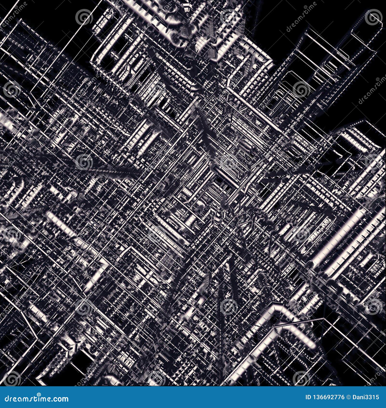 Complex Pipe System. Industrial Background Stock Illustration ...