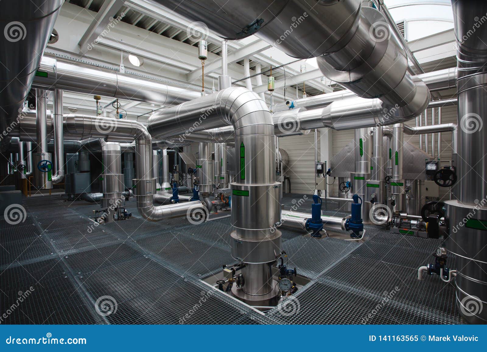 Complex of Piping- Industrial Heating Plant - Pipelines Stock Image ...