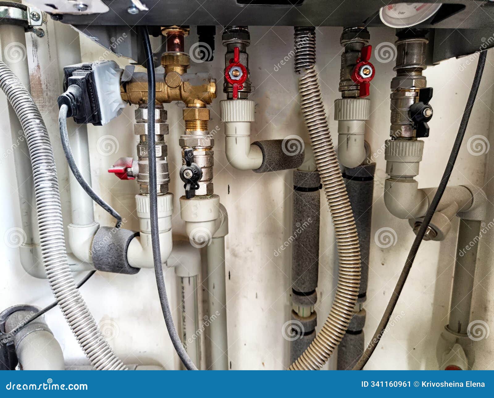 Plumbing System with Valves and Pipes Installed in a Residential ...