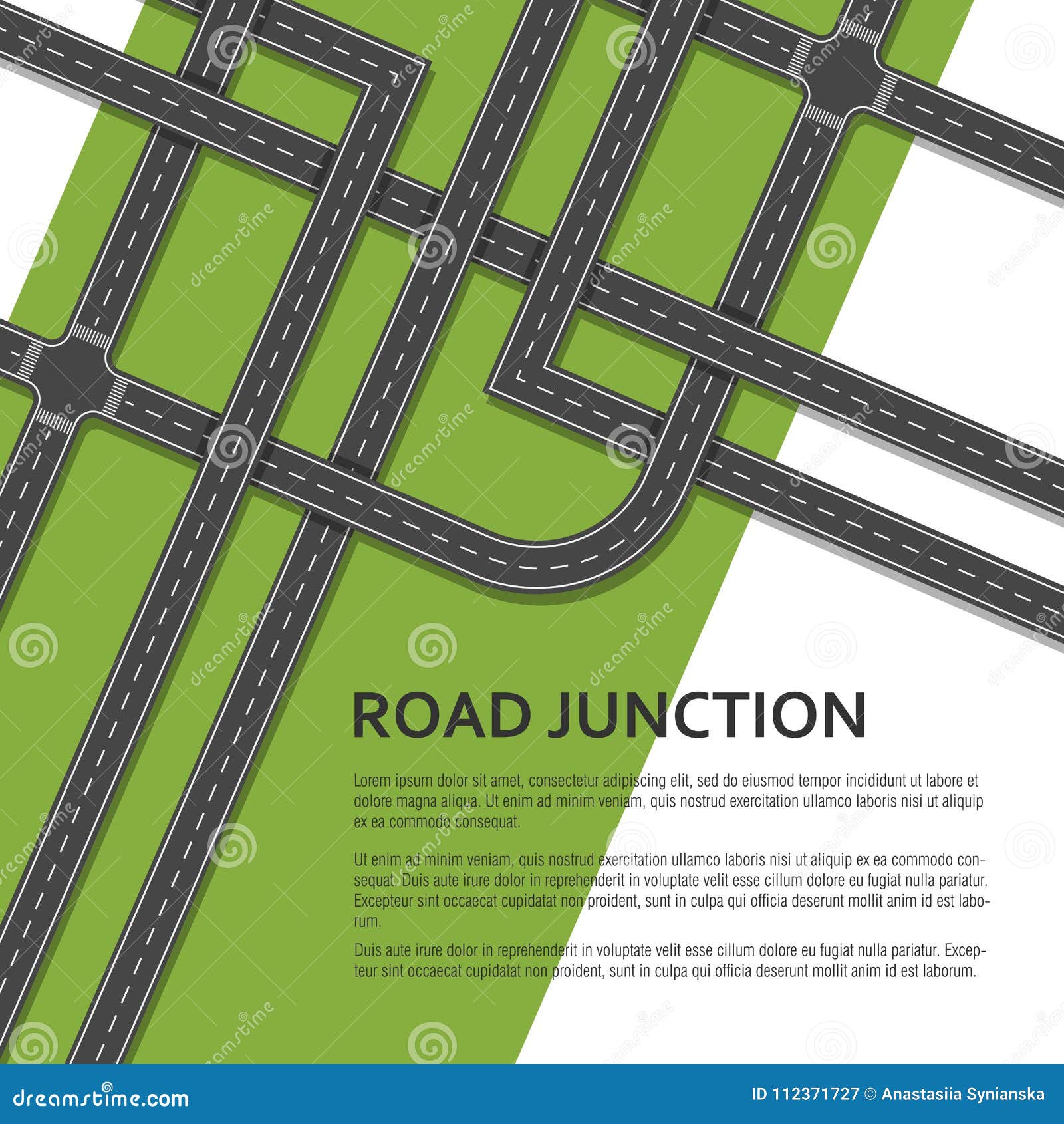 Complex Road Junction with Place for Text. Top View Stock Vector ...
