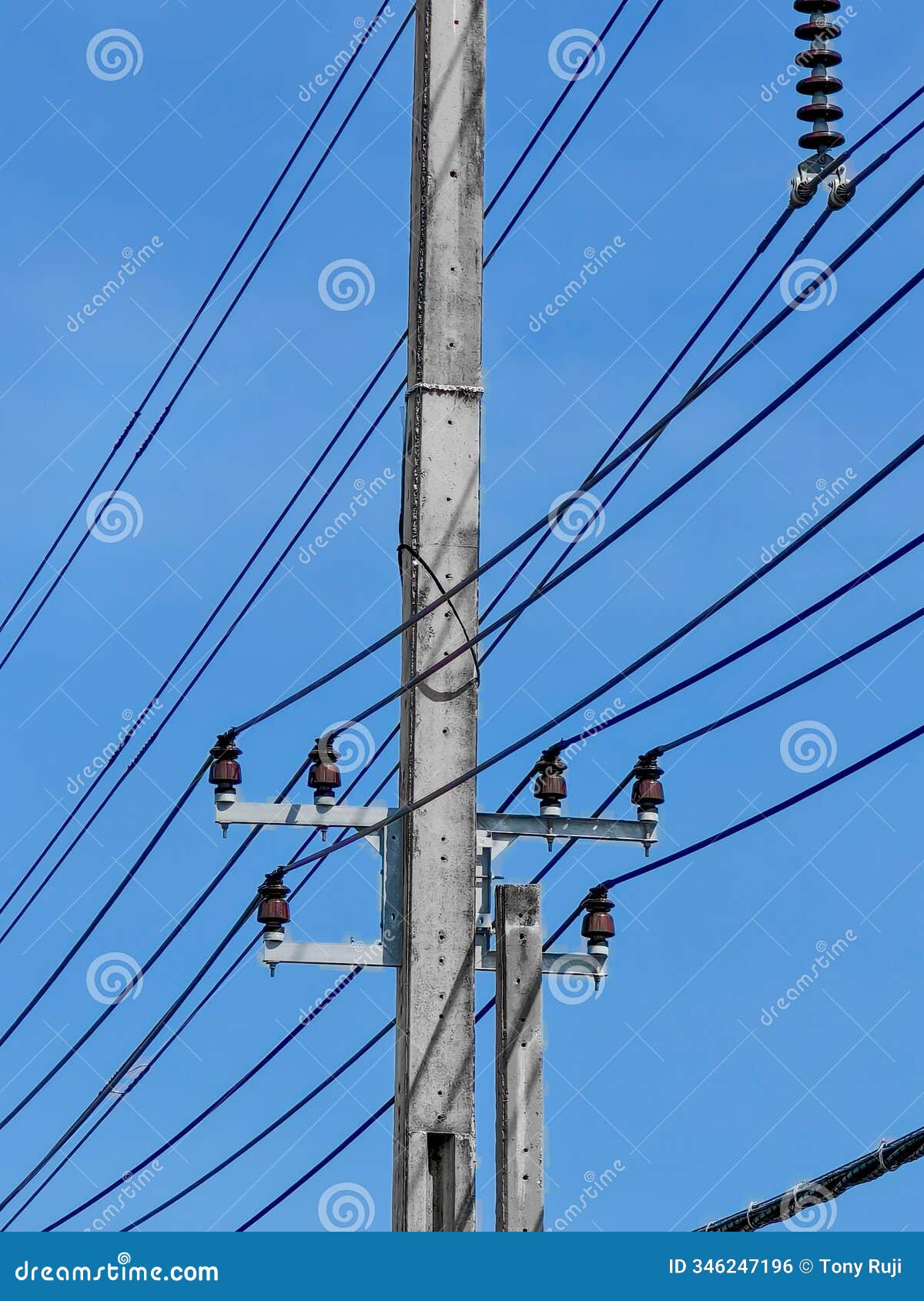 Complex Roadside Electrical Wires with Lamp Post Stock Photo - Image of ...