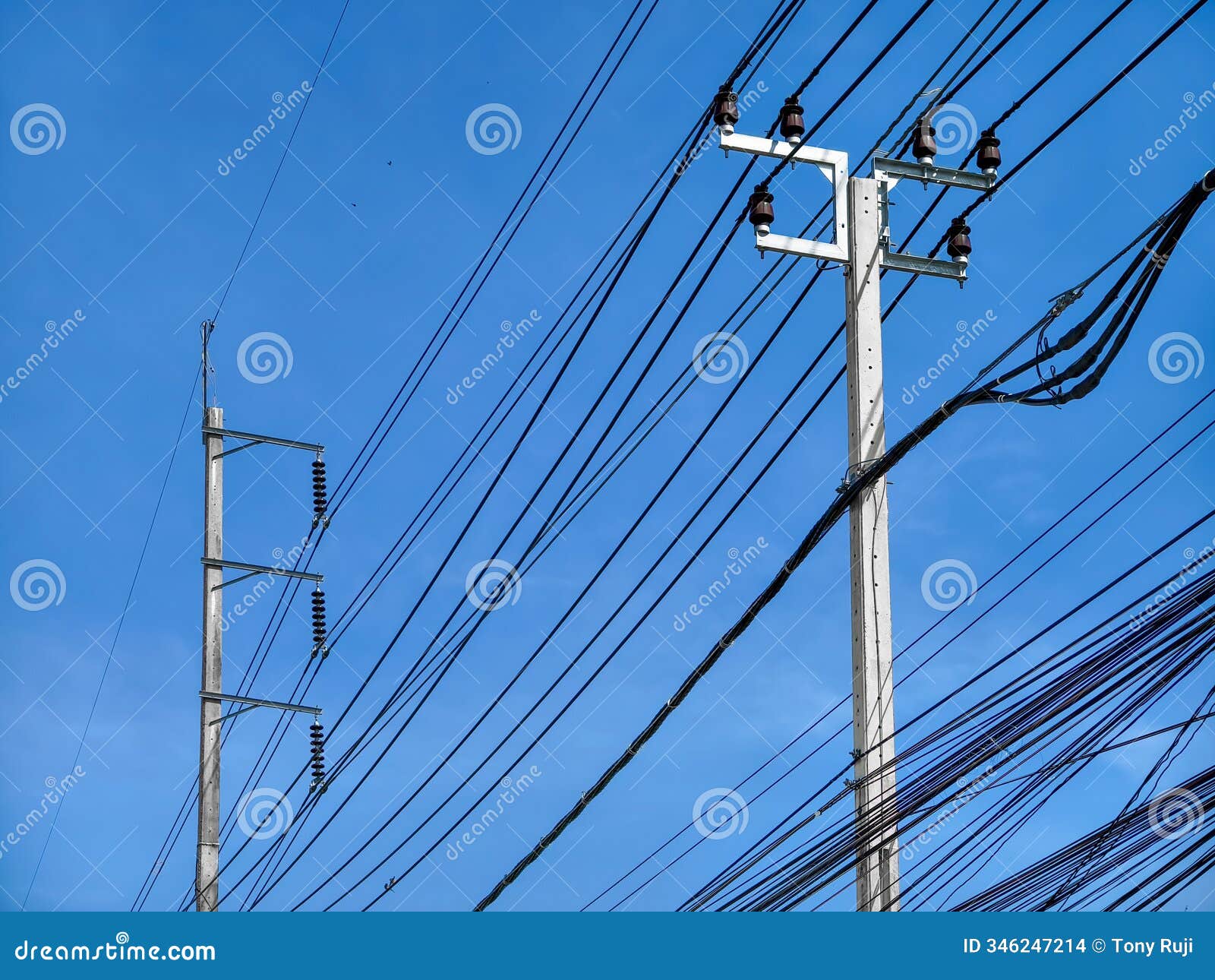 Complex Roadside Electrical Wires with Lamp Post Stock Photo - Image of ...