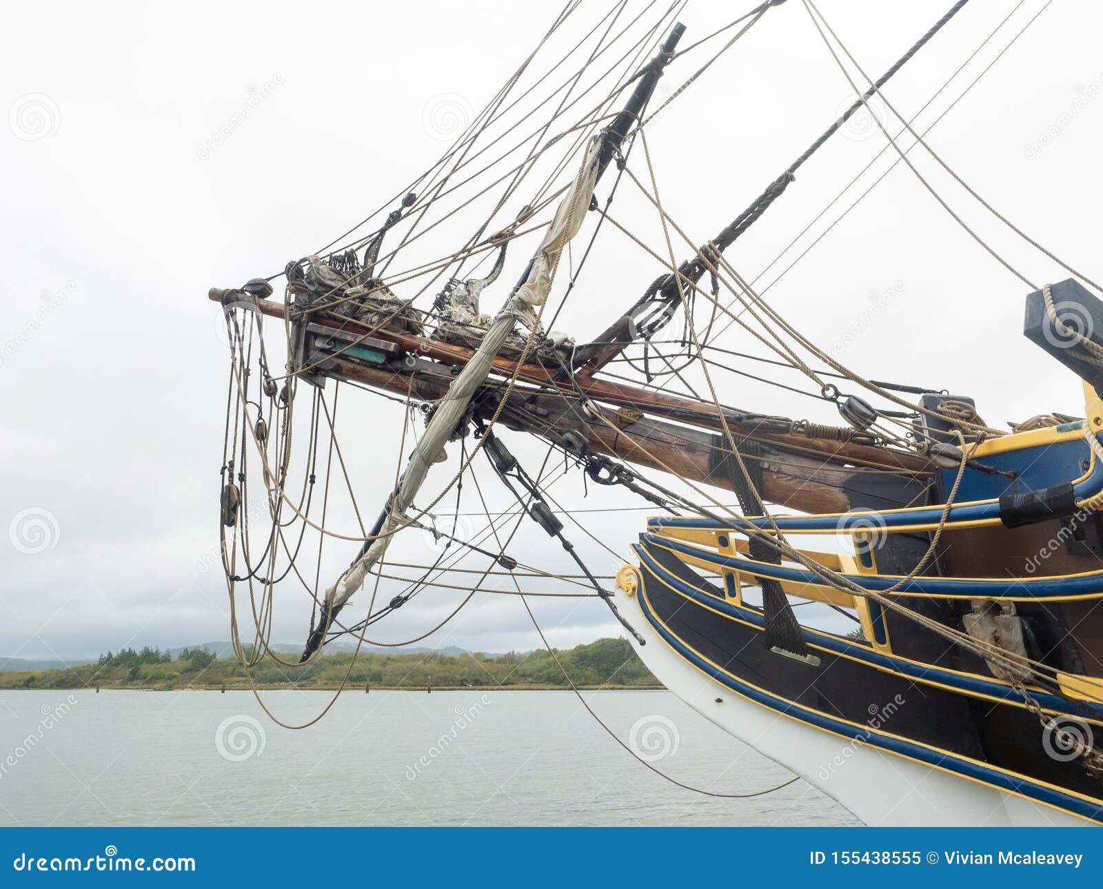 Ropes Clutter the Mast of Sailing Ship Stock Image - Image of shipping ...