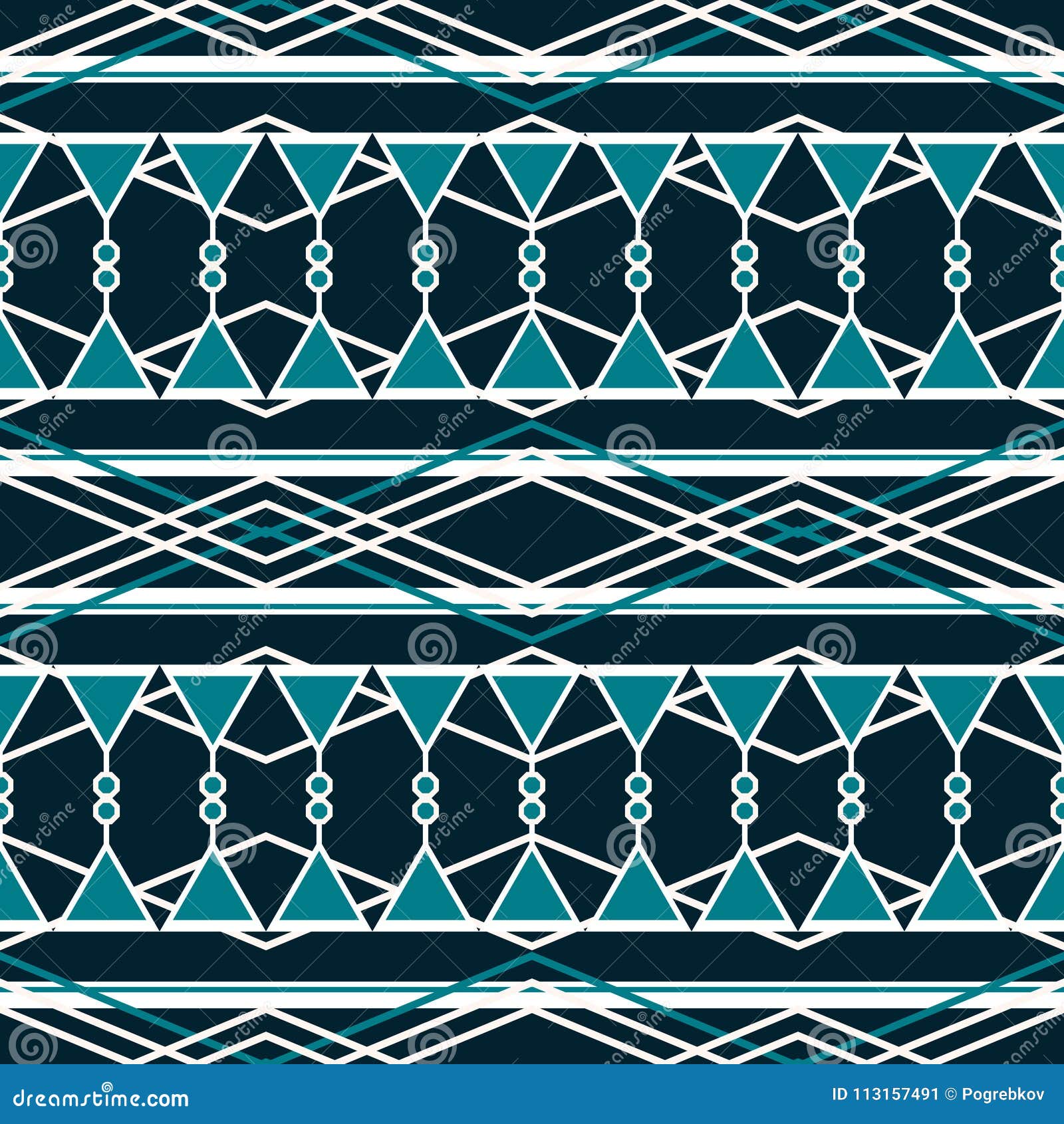 Complex Seamless Geometric Pattern in Blue and White Colors Stock ...