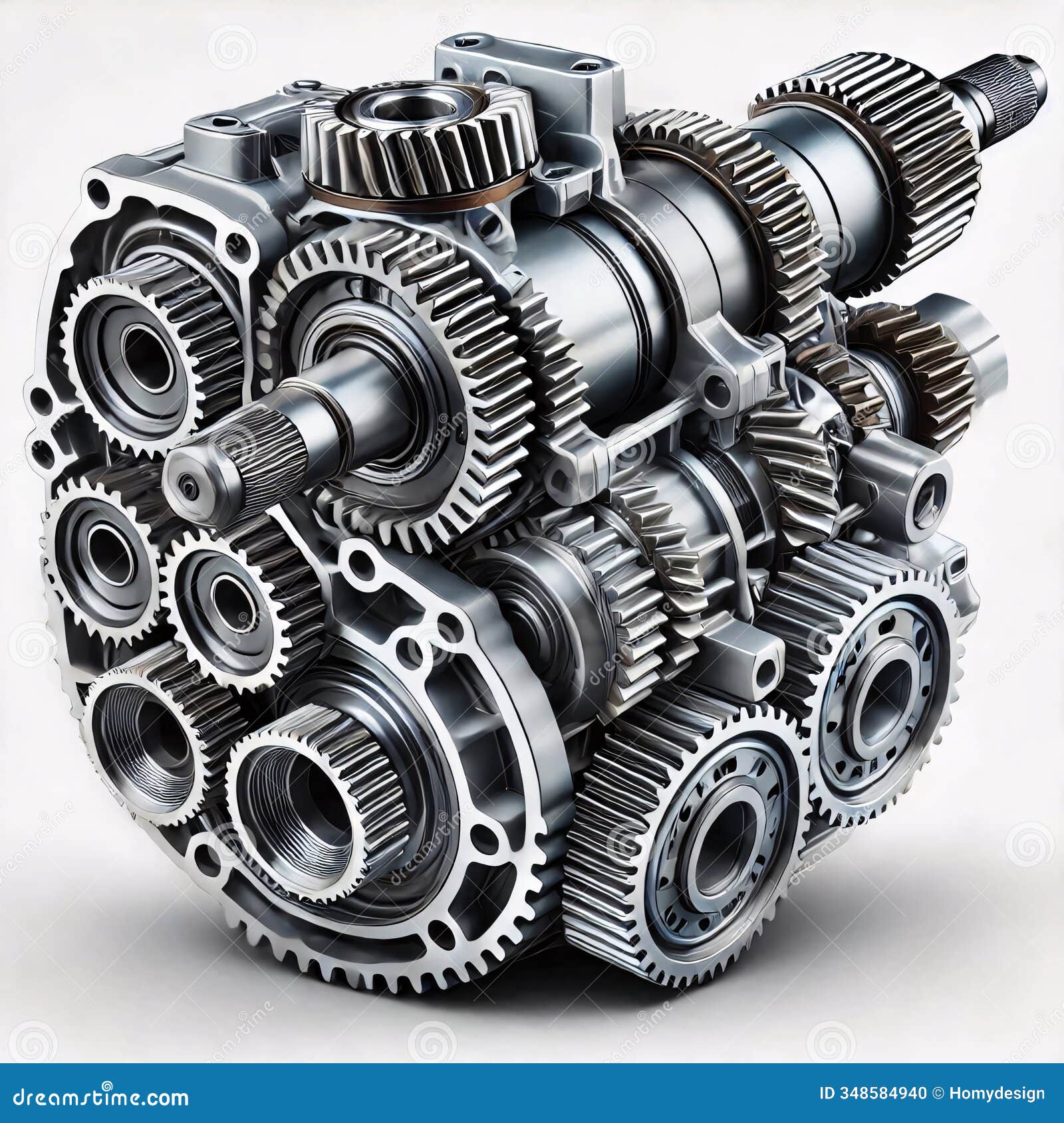 A Complex Silver Gear Transmission System with Multiple Gears and ...