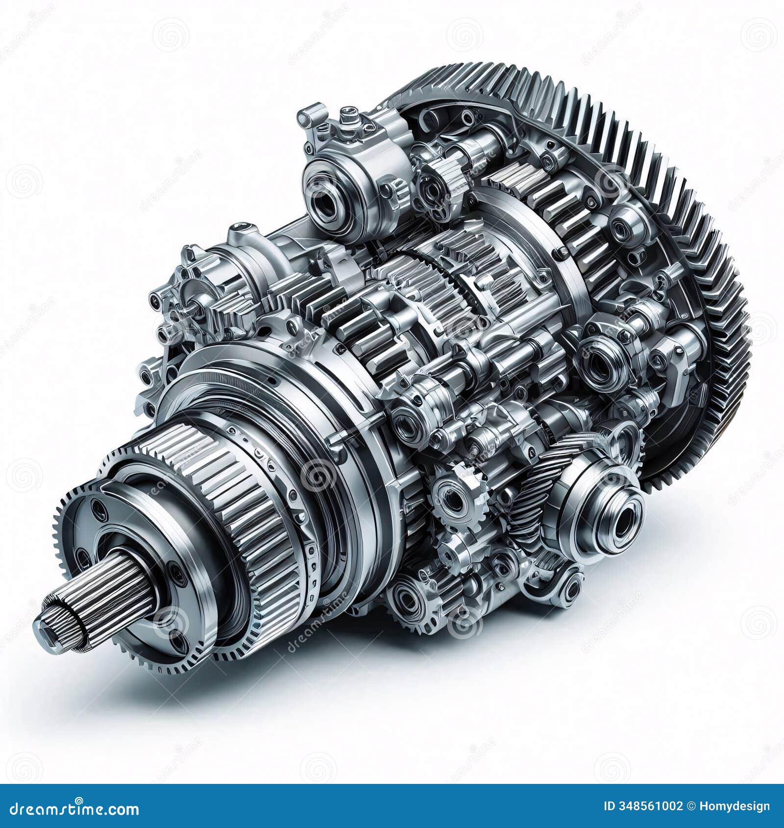 A Complex Silver Gear Transmission System with Multiple Gears and ...