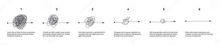 Complex and Simple Line Path Set. Scribble Line Knot from Complicated To Simplicity Shape Stock ...