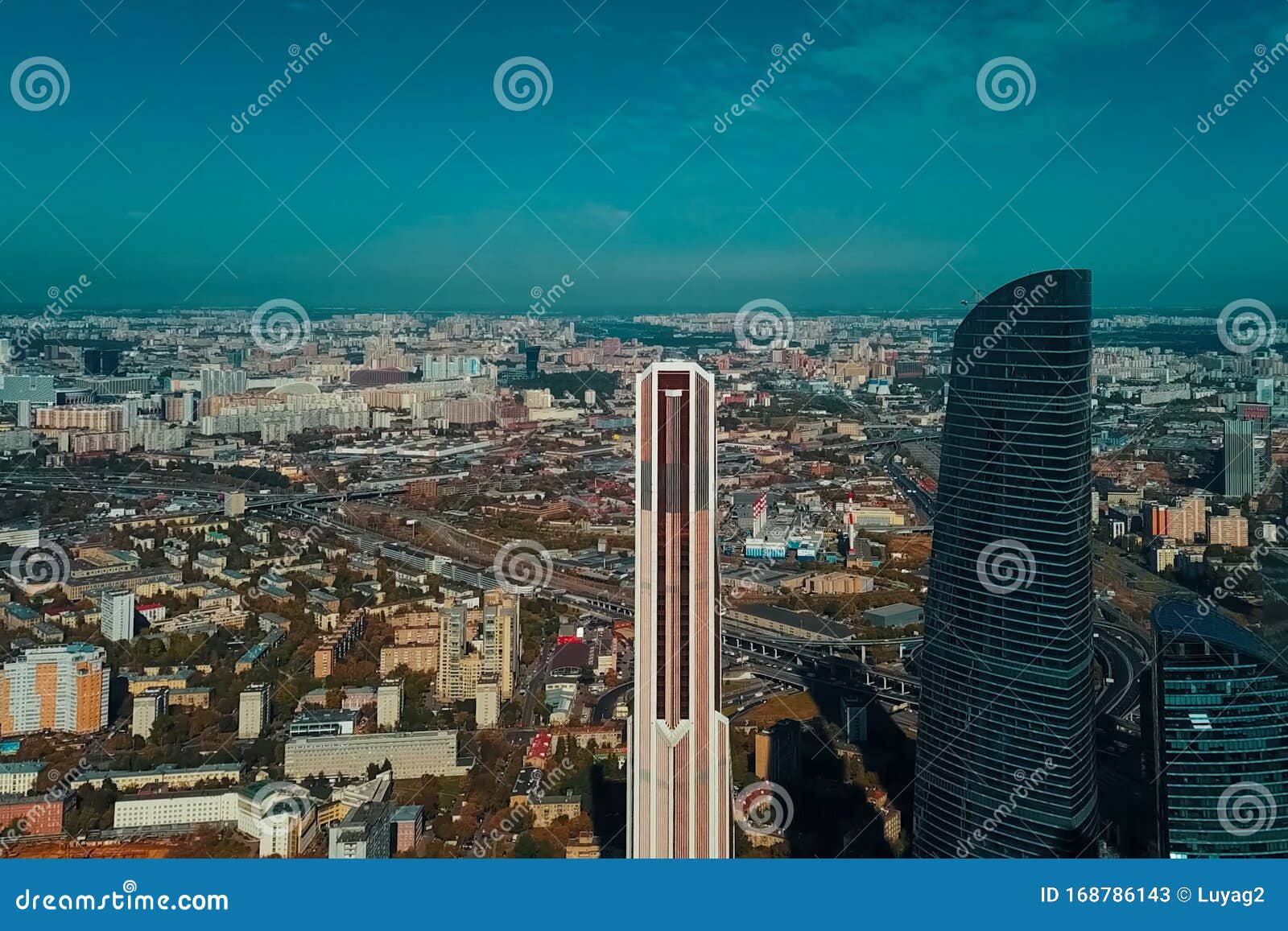 Complex of Skyscrapers Moscow City. Modern Construction in Mosco Stock ...