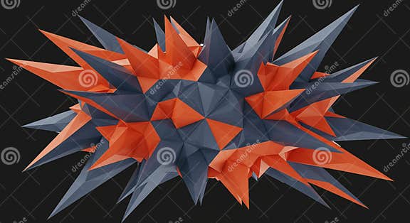 A Complex, Spiky 3D Geometric Structure Composed of Interlocking Gray ...