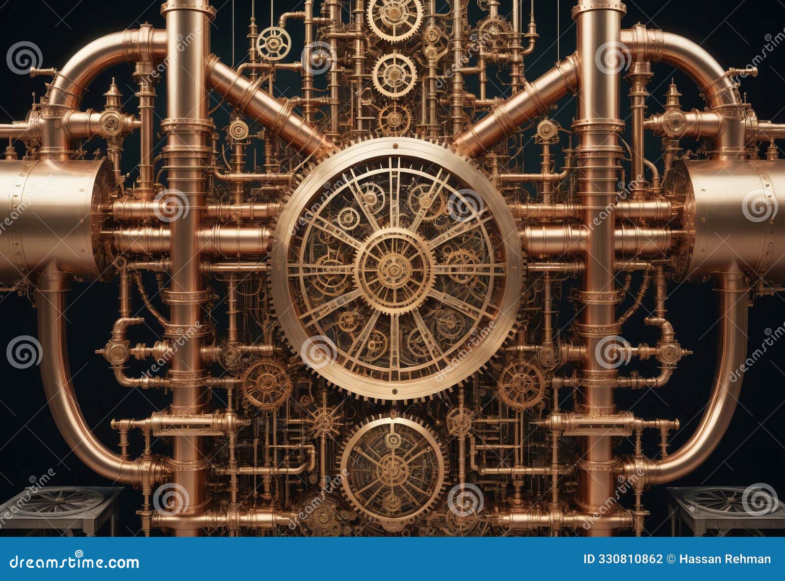 A Complex, Steampunk-inspired Mechanical Device with Various Brass ...