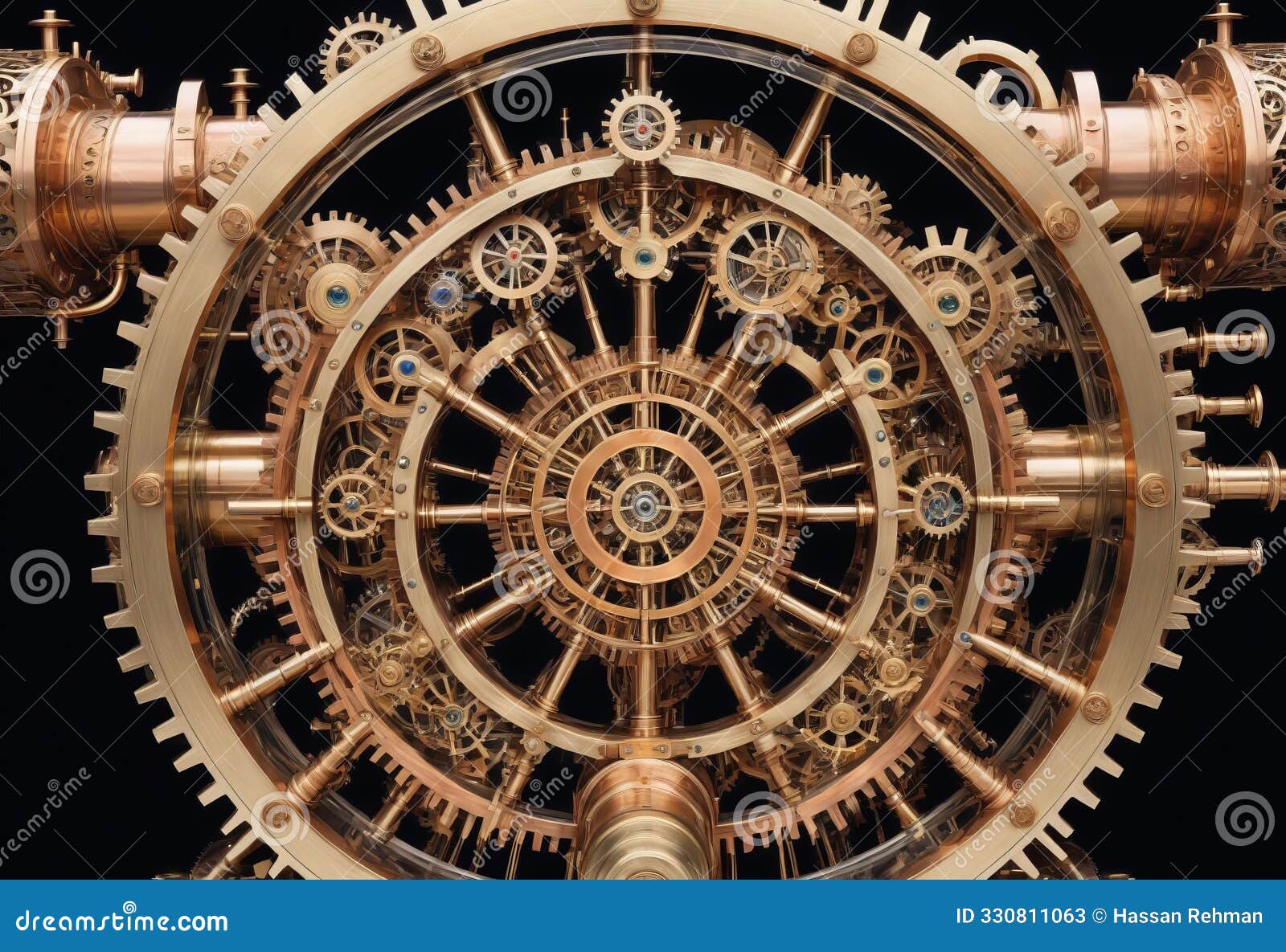 A Complex, Steampunk-inspired Mechanical Device with Various Brass ...