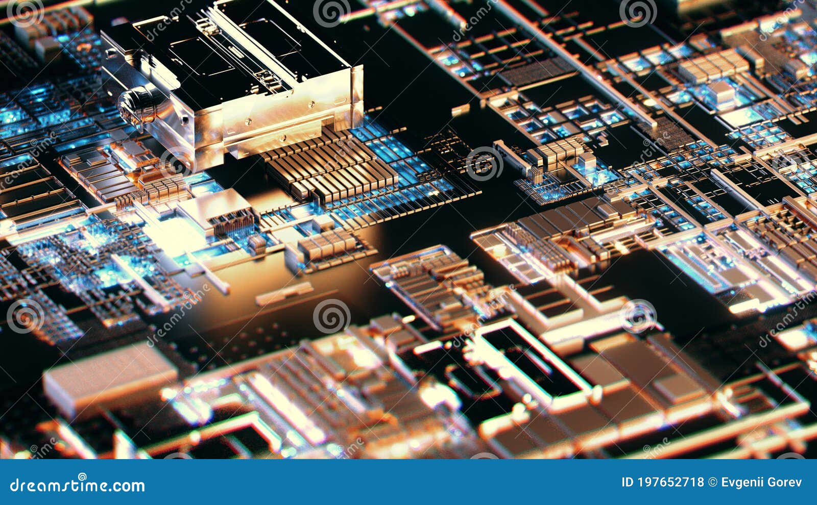 Complex Structured Surface with Neon Glowing Lights. Abstract Circuit ...